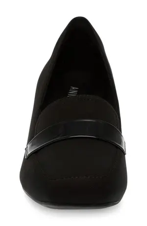 Anne Klein Telepathy Block Heel Pumps - Black Stretch
