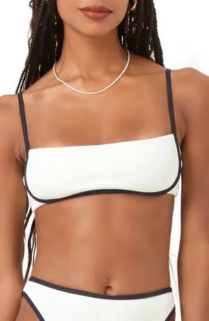 L*Space LSPACE Hazel Ribbed Bikini Top Cream/black