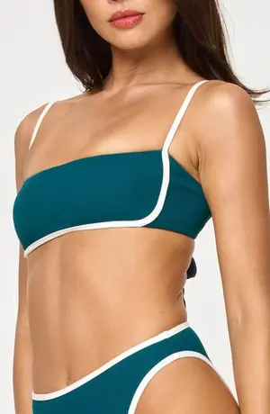 L*Space Hazel Ribbed Bikini Top - Deep Teal / Cream