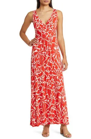 V-neck Empire Waist Maxi Dresses