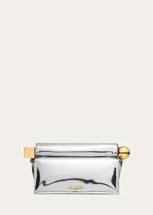 Jacquemus Jacquemus La Pochette Rond Metallic Clutch - 980 Silver