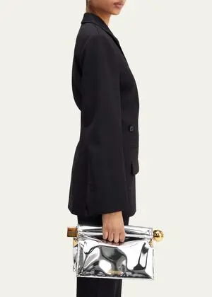 Jacquemus La Pochette Rond Metallic Clutch