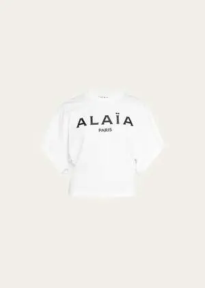 Alaïa Logo-Print Fitted T-Shirt - Blancnoir