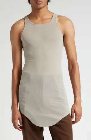 Rick Owens Rib Long Tank - Pearl