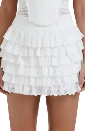 House Of Cb Fifi Ruffle Eyelet Miniskirt