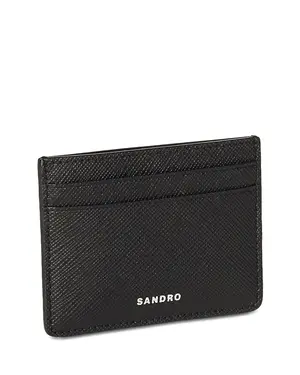 Sandro Saffiano Leather Card Case - Black