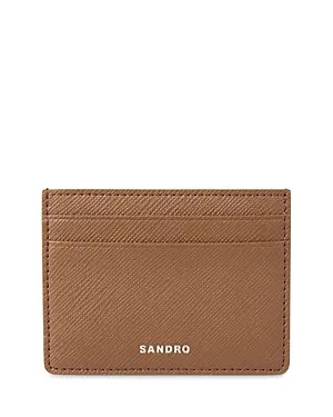 Sandro Saffiano Leather Card Case Brown Olive