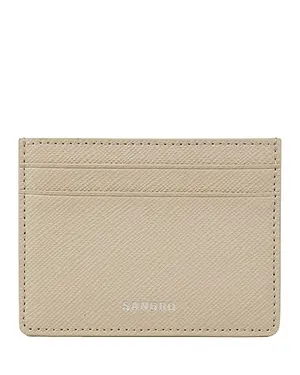 Sandro Saffiano Leather Card Case Light Grey