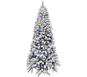 FRASER HILL FARM 7.5 Ft. Flocked Silverton Fir Christmas Tree - One-color