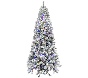 FRASER HILL FARM 7.5 Ft. Flocked Silverton Fir Hristmas Tre - One-color