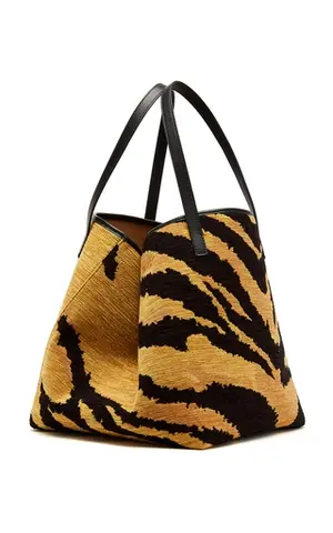 Oscar De La Renta Medium Square Chenille Tiger Tote
