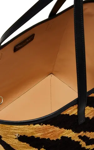 Oscar De La Renta Medium Square Chenille Tiger Tote