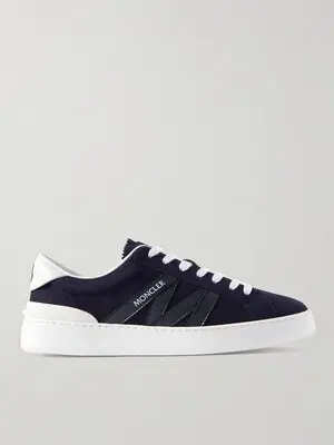 Moncler Monaco Leather-trimmed Suede Sneakers - Blue
