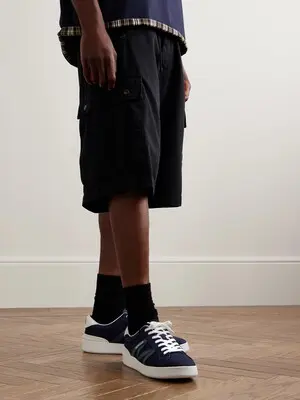 Moncler Monaco Leather-trimmed Suede Sneakers - Blue