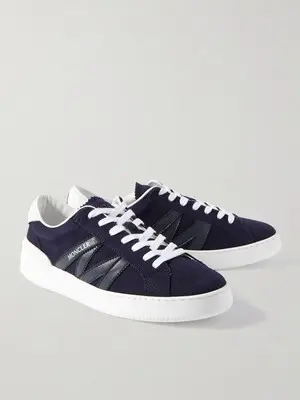 Moncler Monaco Leather-trimmed Suede Sneakers - Blue