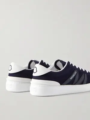 Moncler Monaco Leather-trimmed Suede Sneakers - Blue
