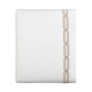 HUDSON PARK COLLECTION Italian Tivoli Embroidered Flat Sheet, Queen Exclusive - Champagne