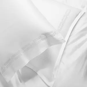 HUDSON PARK COLLECTION Italian Tivoli Embroidered Flat Sheet, Queen Exclusive - White