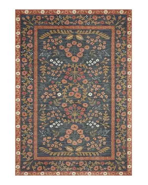 RIFLE PAPER CO. Fiore Fio-01 Area Rug, 7'10 X 10 - Navy/rust