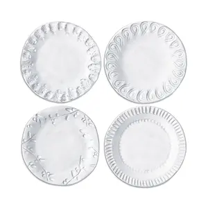 VIETRI Incanto Stone Assorted Canape Plates, Set Of 4 - White
