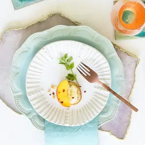 VIETRI Incanto Stone Aqua Stripe Salad Plate