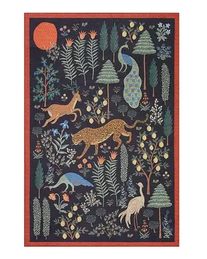 RIFLE PAPER CO. Menagerie Men-01 Area Rug, 5' X 7'6 - Black