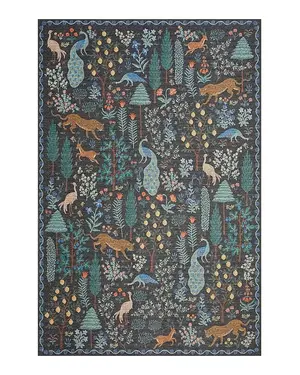 RIFLE PAPER CO. Menagerie Men-02 Area Rug, 3'9 X 5'9 - Black