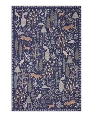 RIFLE PAPER CO. Menagerie Men-02 Area Rug, 7'6 X 9'6 - Navy