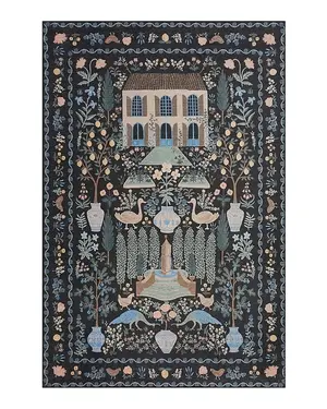 RIFLE PAPER CO. Menagerie Men-03 Area Rug, 2'3 X 3'9 - Black
