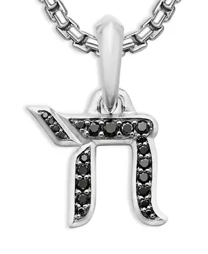 David Yurman Sterling Chai Amulet With Black Diamonds - Silver