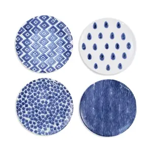 VIETRI Santorini Assorted Salad Plates, Set Of 4 - Blue