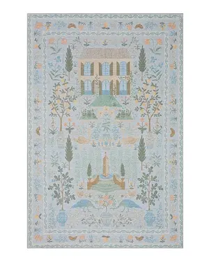RIFLE PAPER CO. Menagerie Men-03 Area Rug, 7'6 X 9'6 - Light Blue