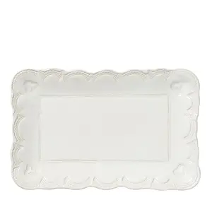 VIETRI Incanto Stone Lace Small Rectangular Platter - White