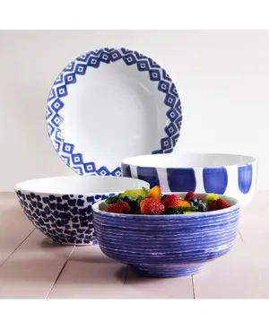 VIETRI Santorini Dot Large Footed Serving Bowl