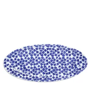 VIETRI Santorini Flower Narrow Oval Platter - Blue