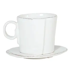 VIETRI Lastra Espresso Cup & Saucer - White