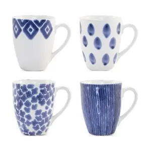 VIETRI Santorini Assorted Mugs, Set Of 4 - Blue