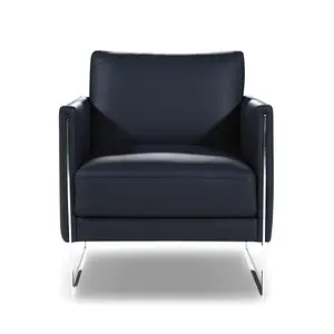 GIUSEPPE NICOLETTI Coco Leather Chair Exclusive - Bull Blu/polished Stainless Steel