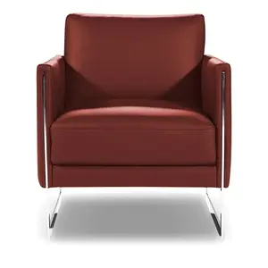GIUSEPPE NICOLETTI Coco Leather Chair Exclusive - Bull Rosso/polished Stainless Steel