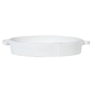 VIETRI Lastra Handled Oval Baker - White
