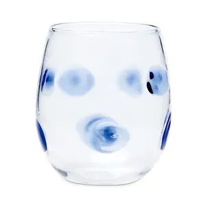 VIETRI Drop Stemless Wine Glass - Blue