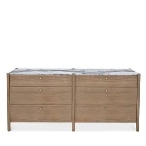HUPPE Jules White Oak 6 Drawer Dresser - Oiled Oak / White Cherokee Marble
