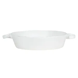 VIETRI Lastra Handled Round Baker - White