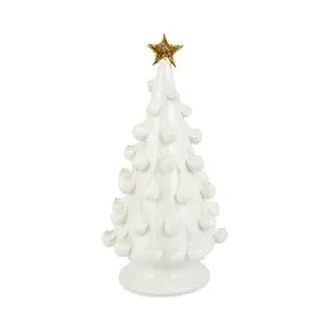 VIETRI Foresta Medium Tree With Gold Star - White