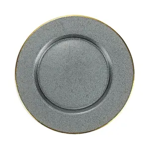 VIETRI Metallic Glass Service Plate Charger - Slate