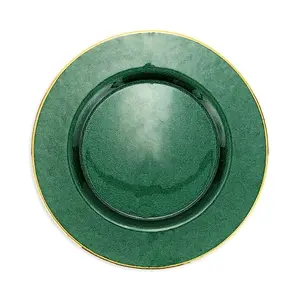 VIETRI Metallic Glass Service Plate Charger - Emerald