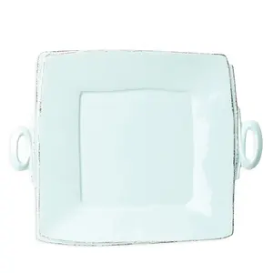 VIETRI Lastra Square Handled Platter - Aqua
