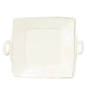 VIETRI Lastra Square Handled Platter - Linen