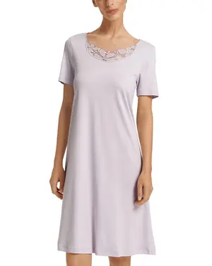 Hanro Kalea Embroidered Short Nightgown Pink Lavender