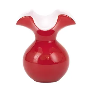 VIETRI Hibiscus Glass Red Bud Vase Red
